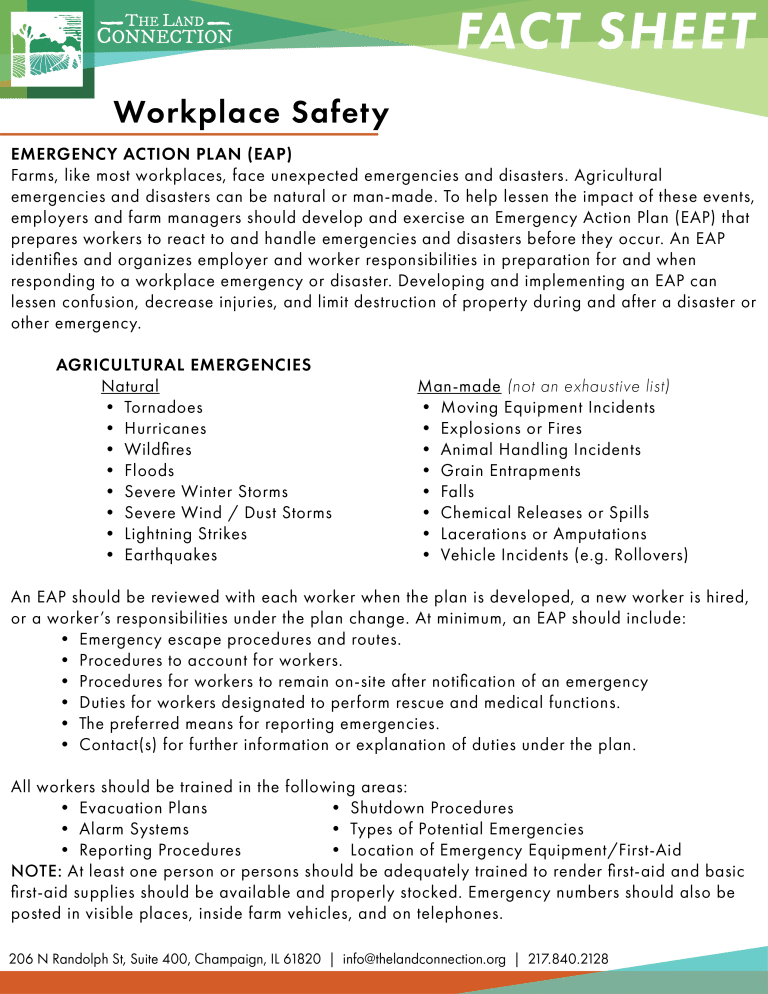 Farm Workplace Safety - Fact Sheet - The Land Connection