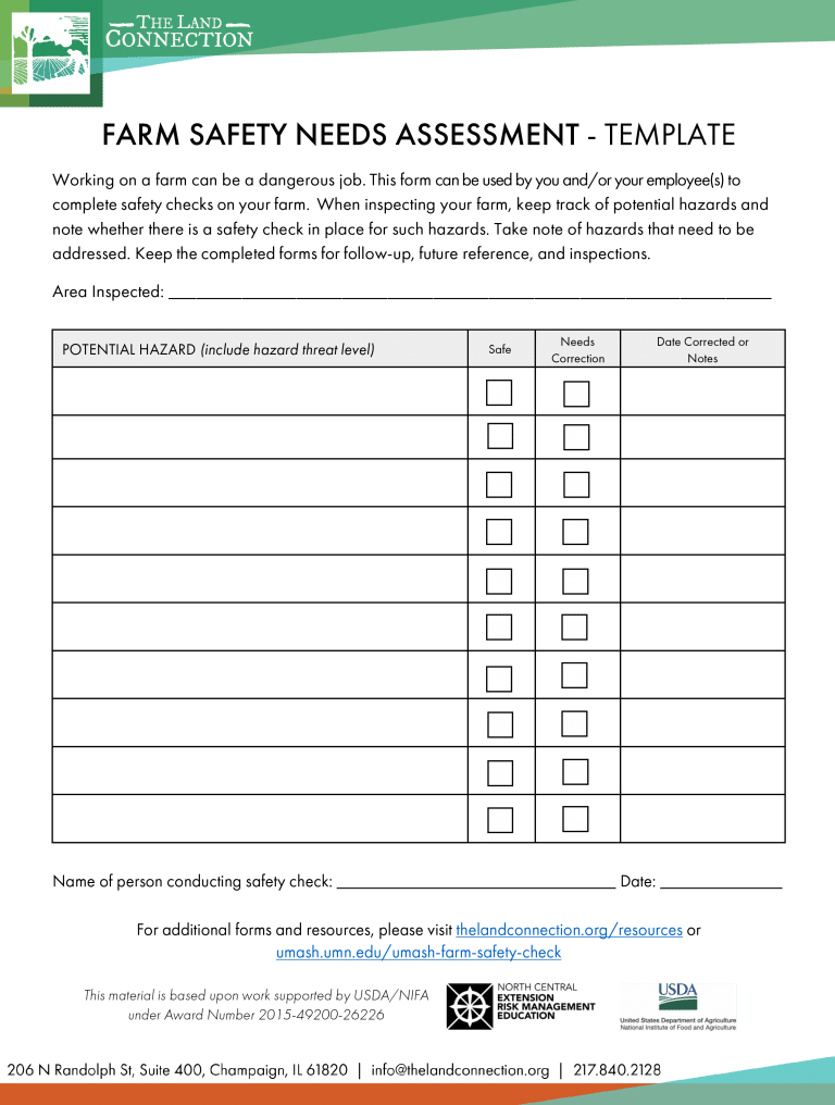 Farm Safety Needs Assessment - Template - The Land Connection